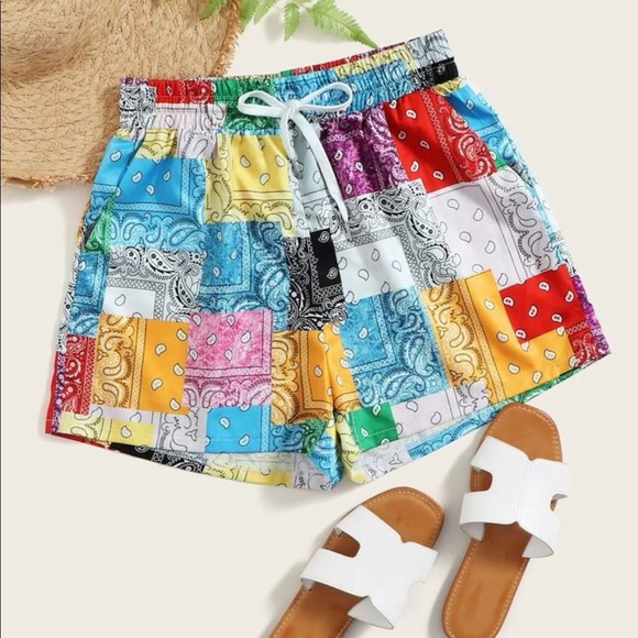 Shorts | Shein Paisley Print Patchwork Shorts | Poshmark